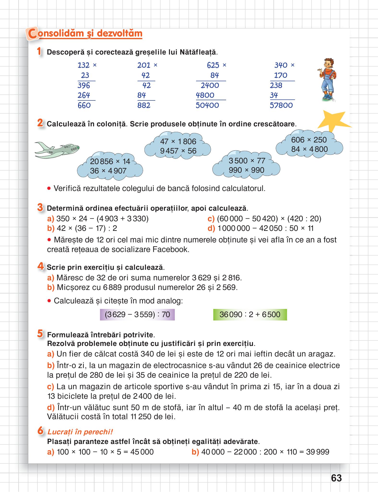 Matematica Clasa IV Modul 4 Înmulțirea și împărțirea numerelor naturale ...