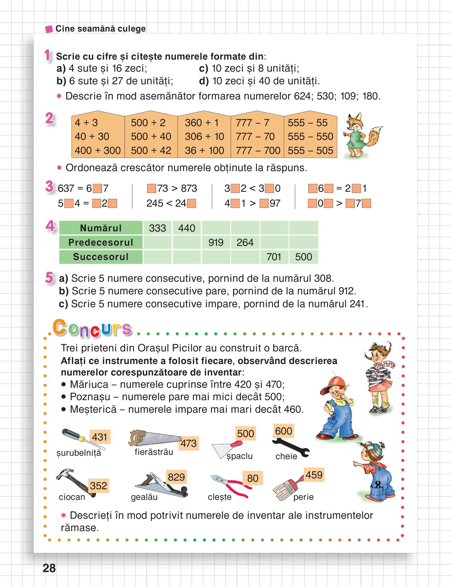 Matematica, clasa 3, Modulul 2 Numerele naturale 0-1000