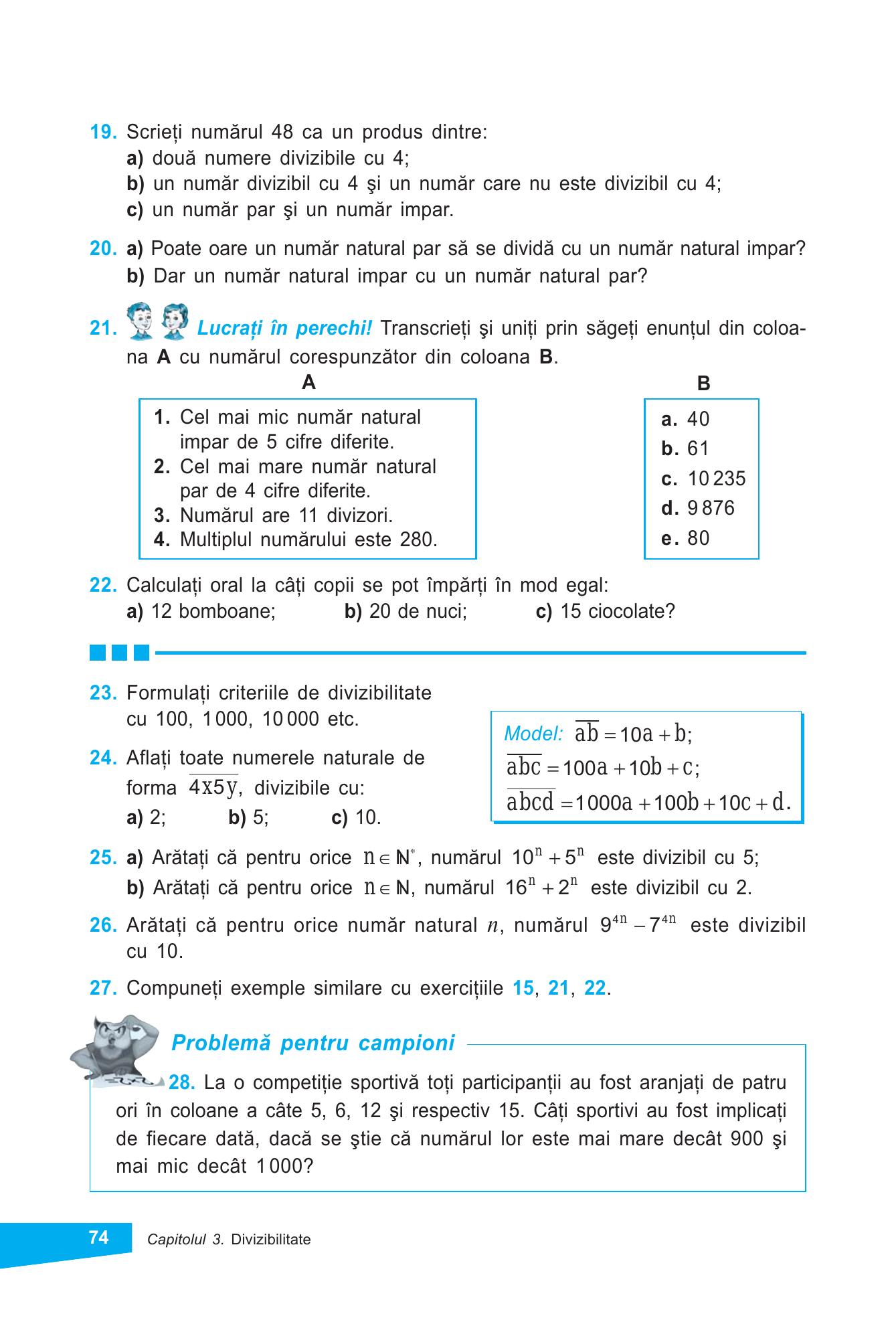 Matematica, clasa 5, Divizibilitate