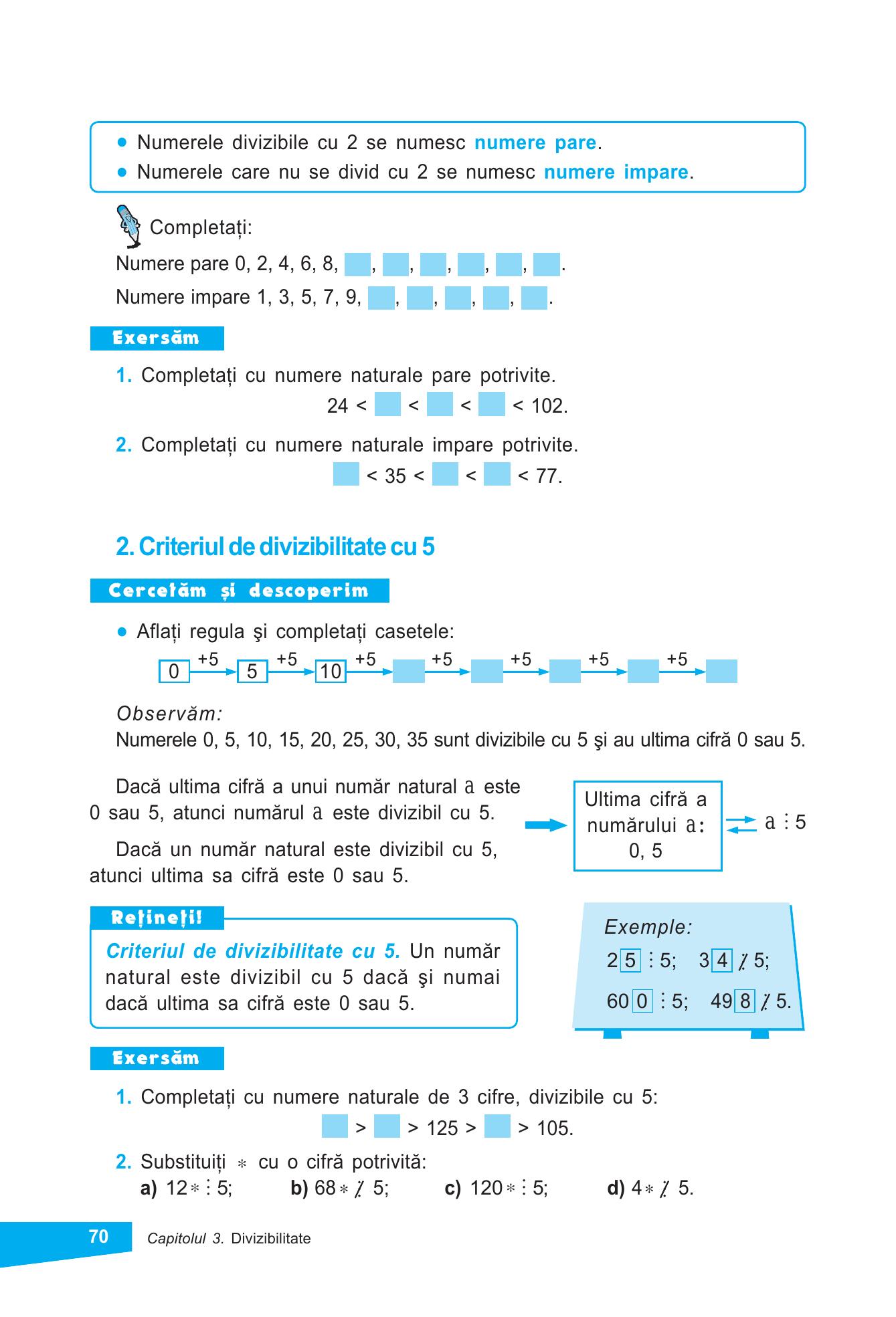 Matematica, clasa 5, Divizibilitate