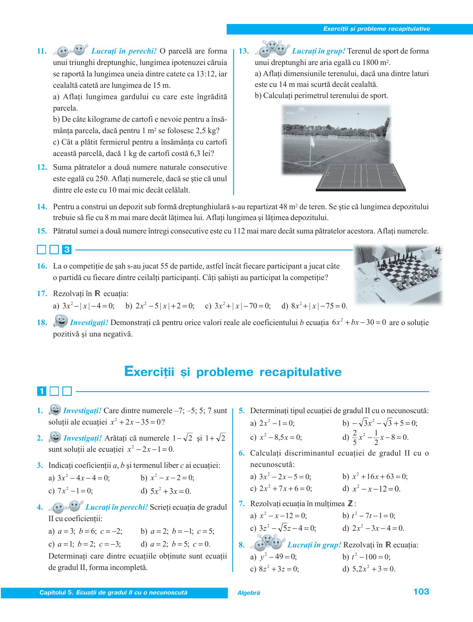 Matematica,clasa 8, Capitolul 5, Ecuația de gradul II