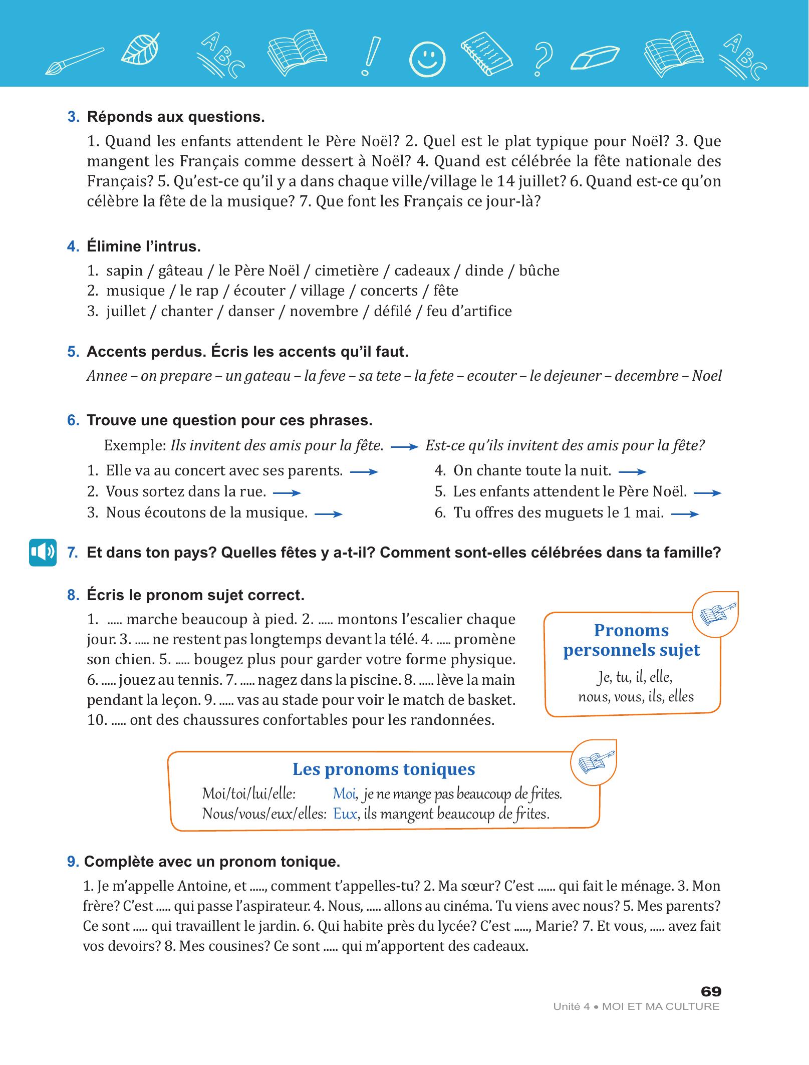 Le français A2.1, Unité 3 et 4