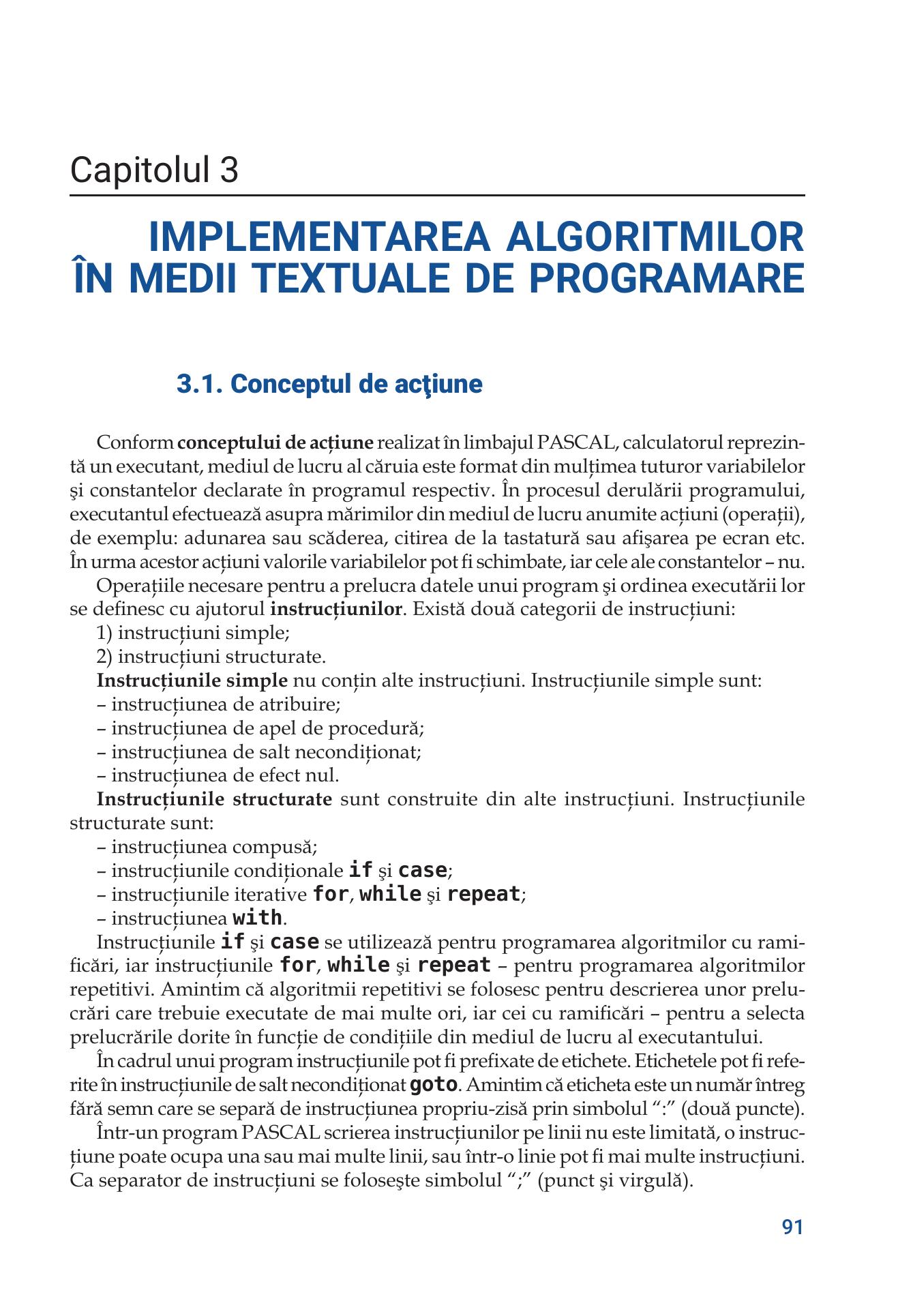 Informatică, Clasa 8, Implementarea algoritmilor în medii textuale de programare
