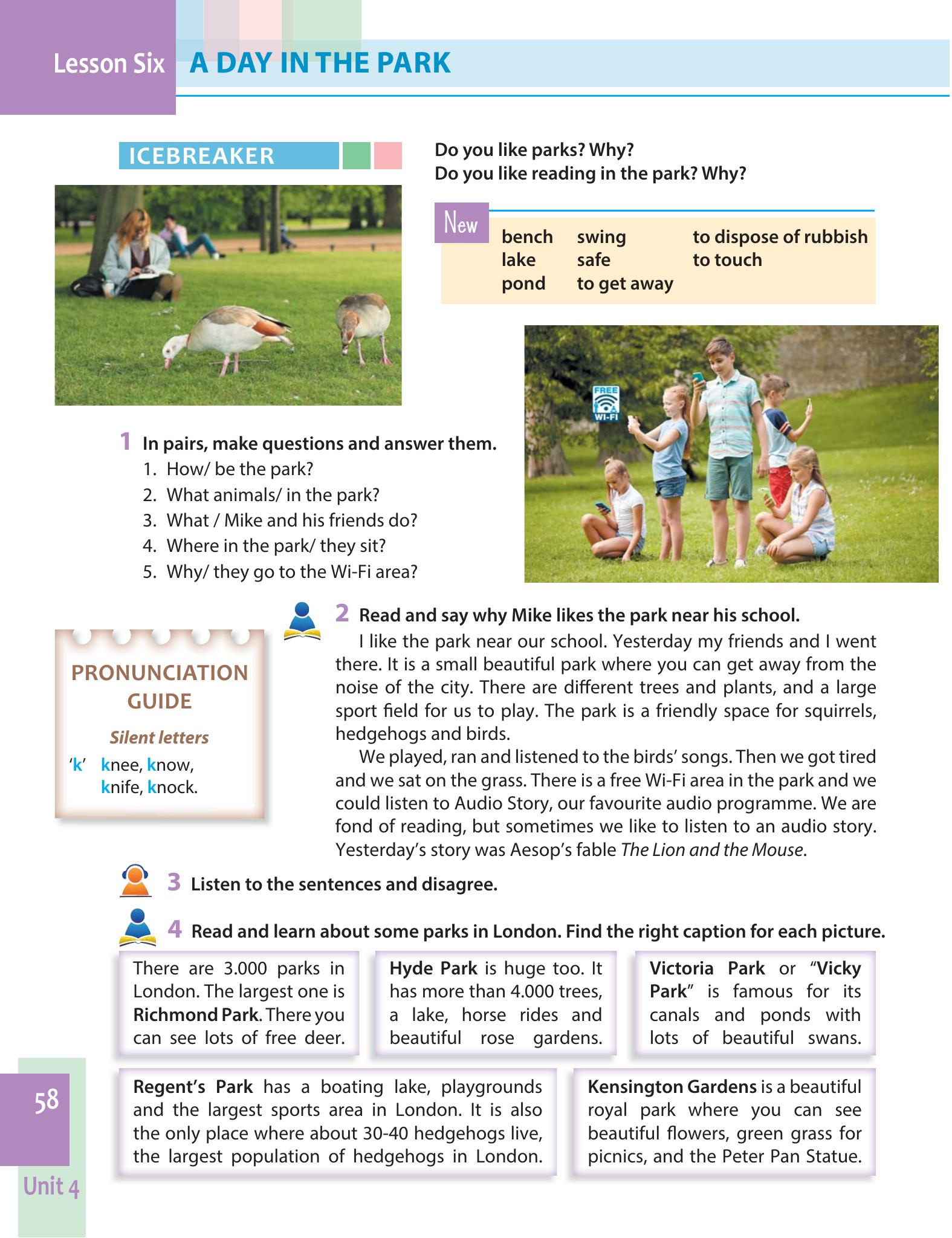 English book, Unit 4.