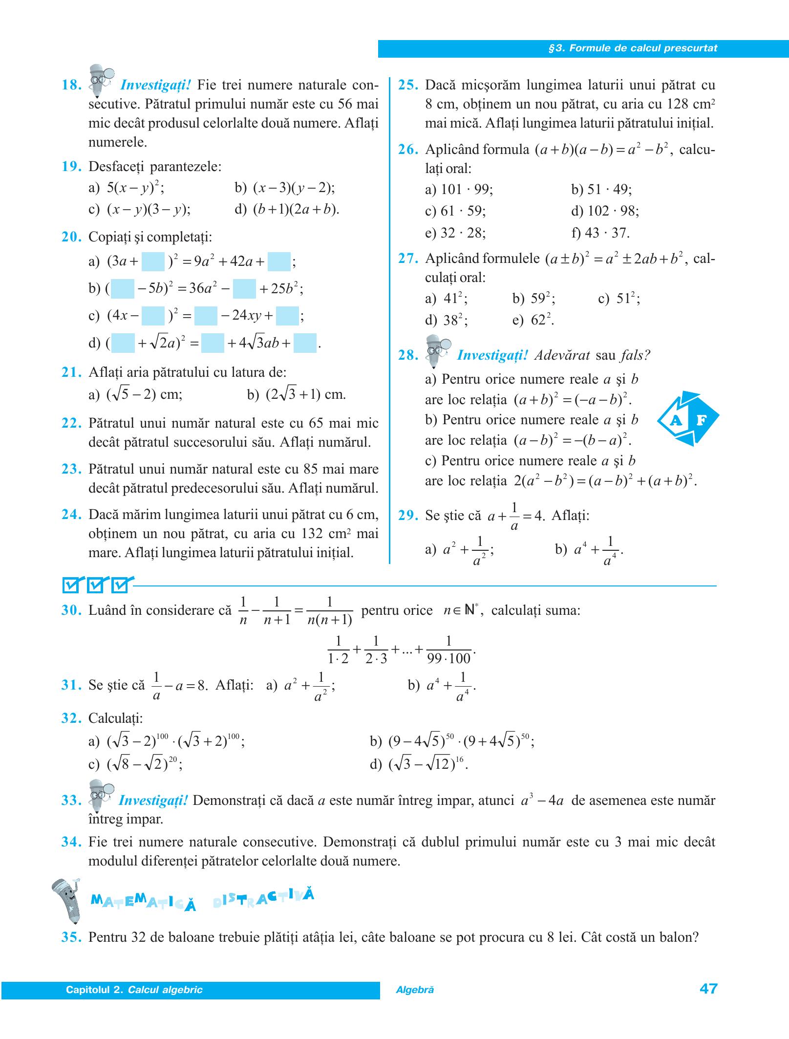 Matematica, cl.VII, pag. 38-53, Calcul algebric
