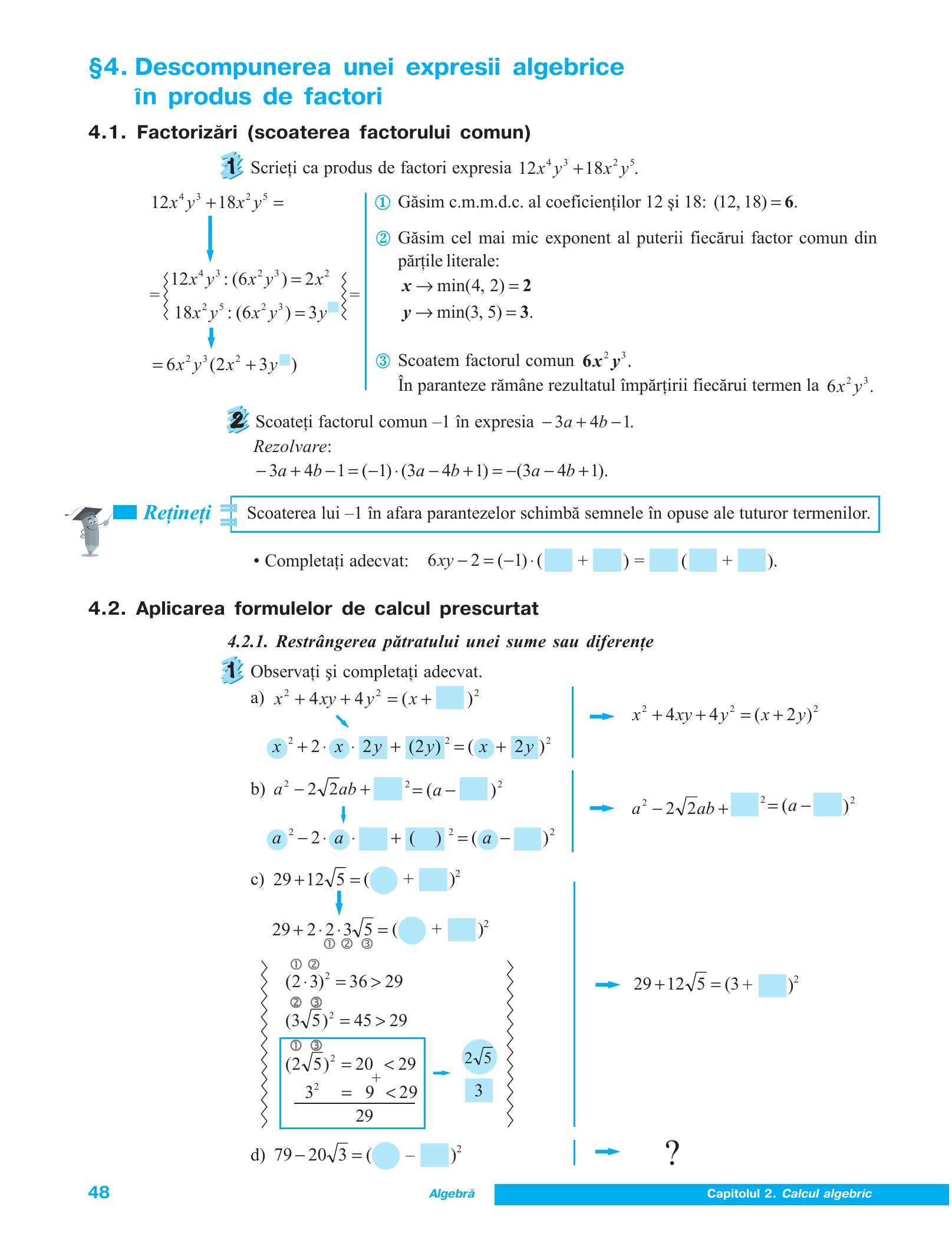 Matematica, cl.VII, pag. 38-53, Calcul algebric