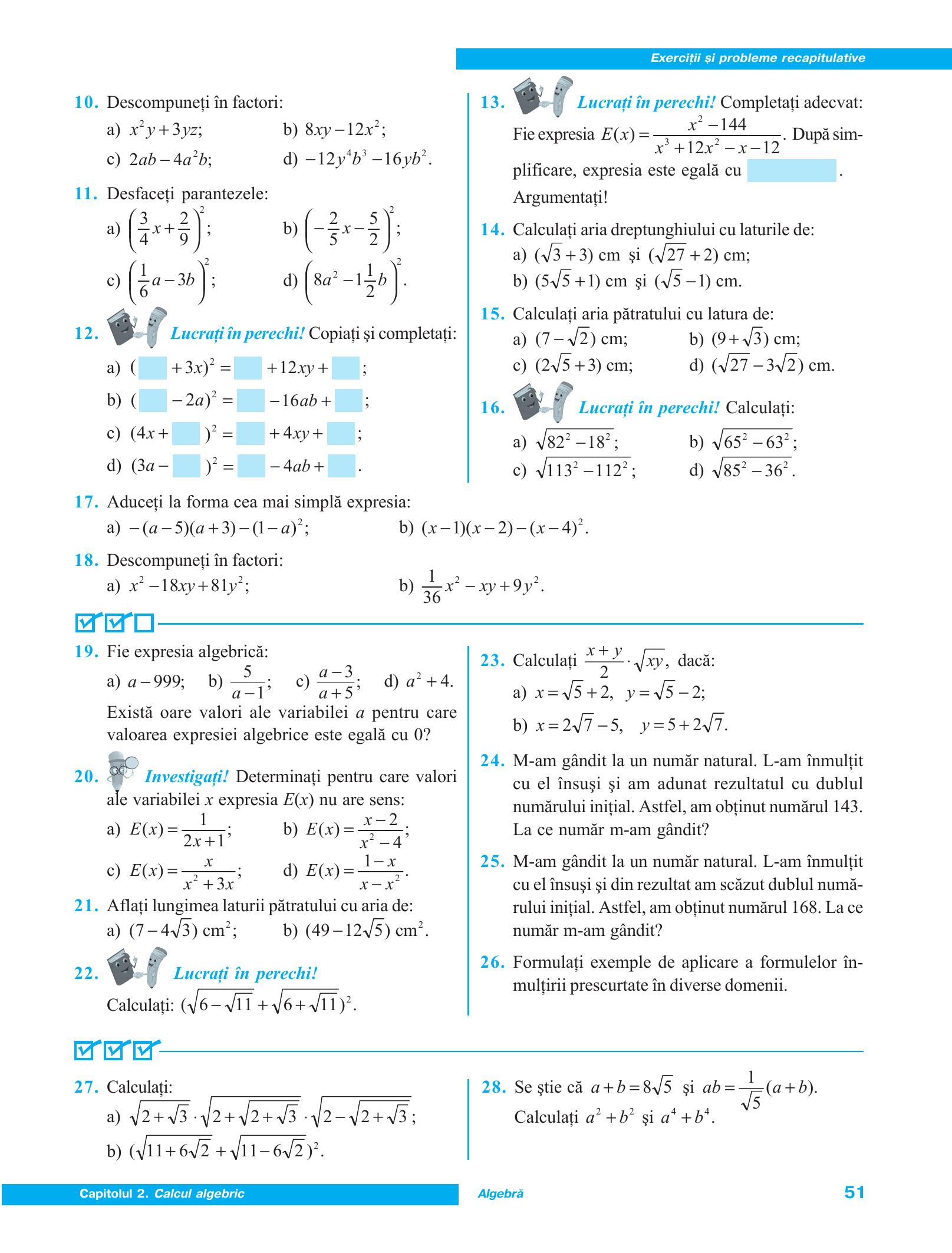 Matematica, cl.VII, pag. 38-53, Calcul algebric