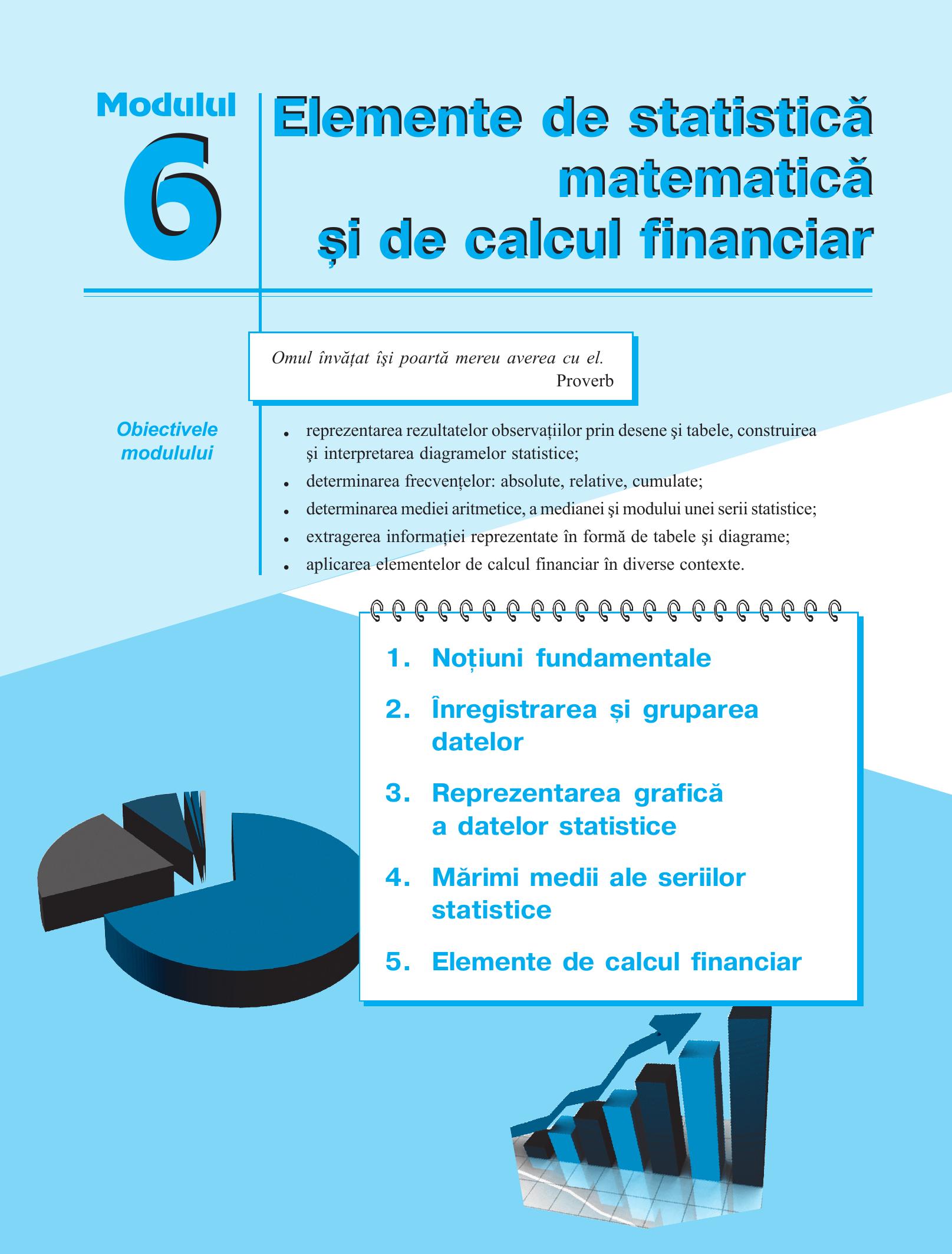 Manual MATEMATICA, clasa 12, Editura Prut, 2023, Modulul 6, Elemente de ...
