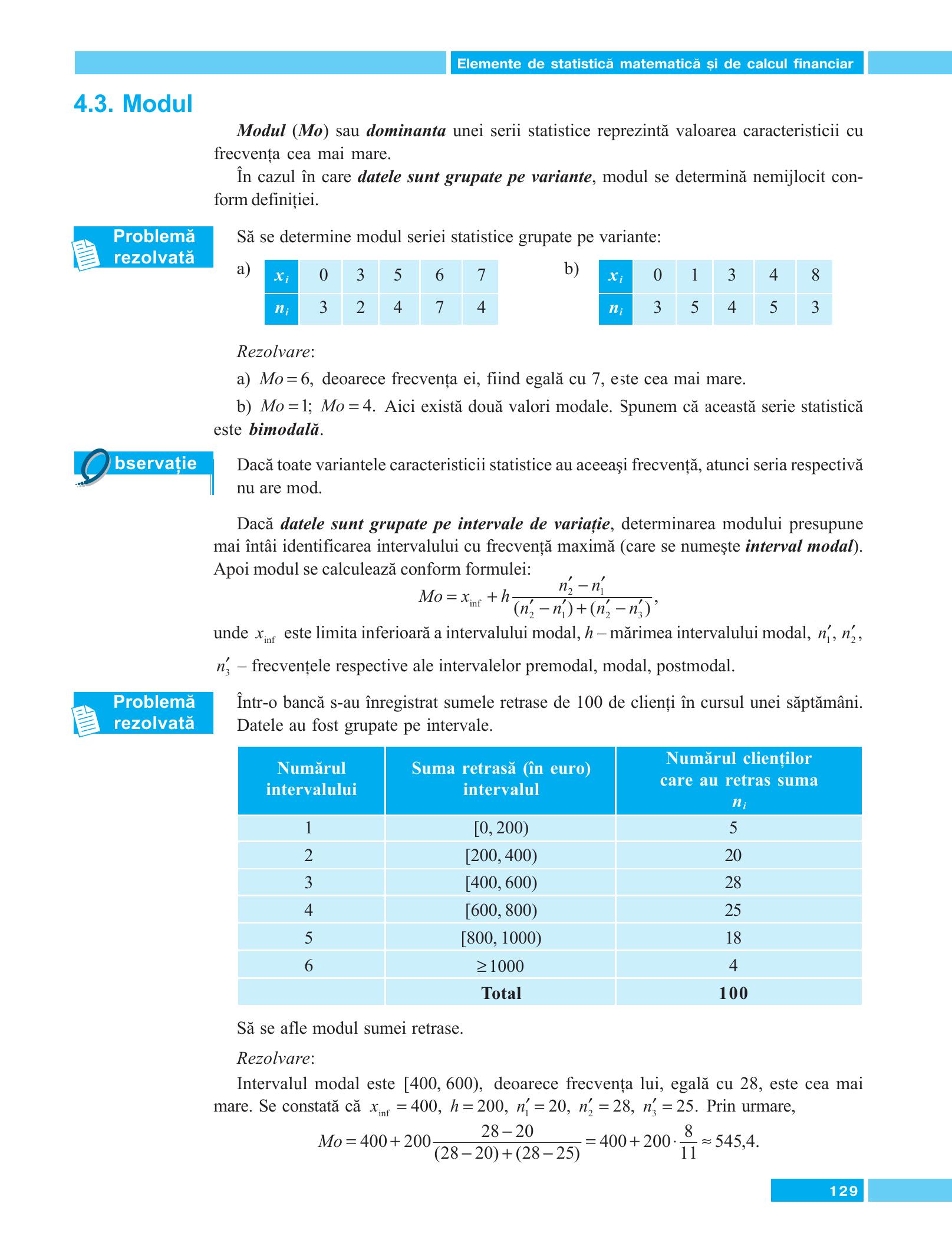 Manual MATEMATICA, clasa 12, Editura Prut, 2023, Modulul 6, Elemente de statistică matematică și ...