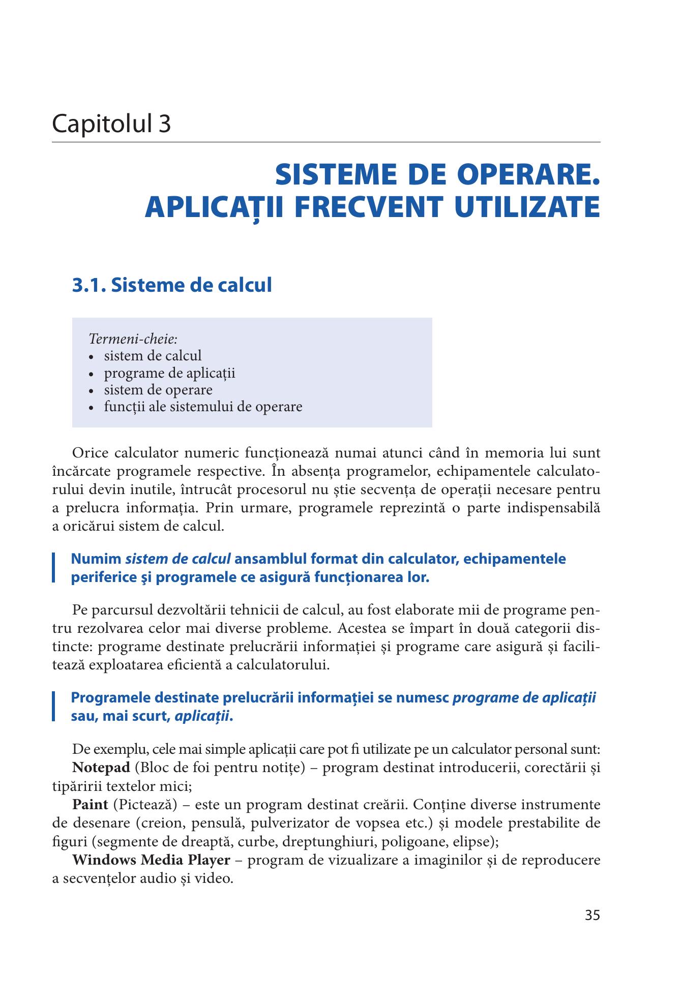 INFORMATICA, clasa 7, Sisteme de operare. Aplicații frecvent utilizate