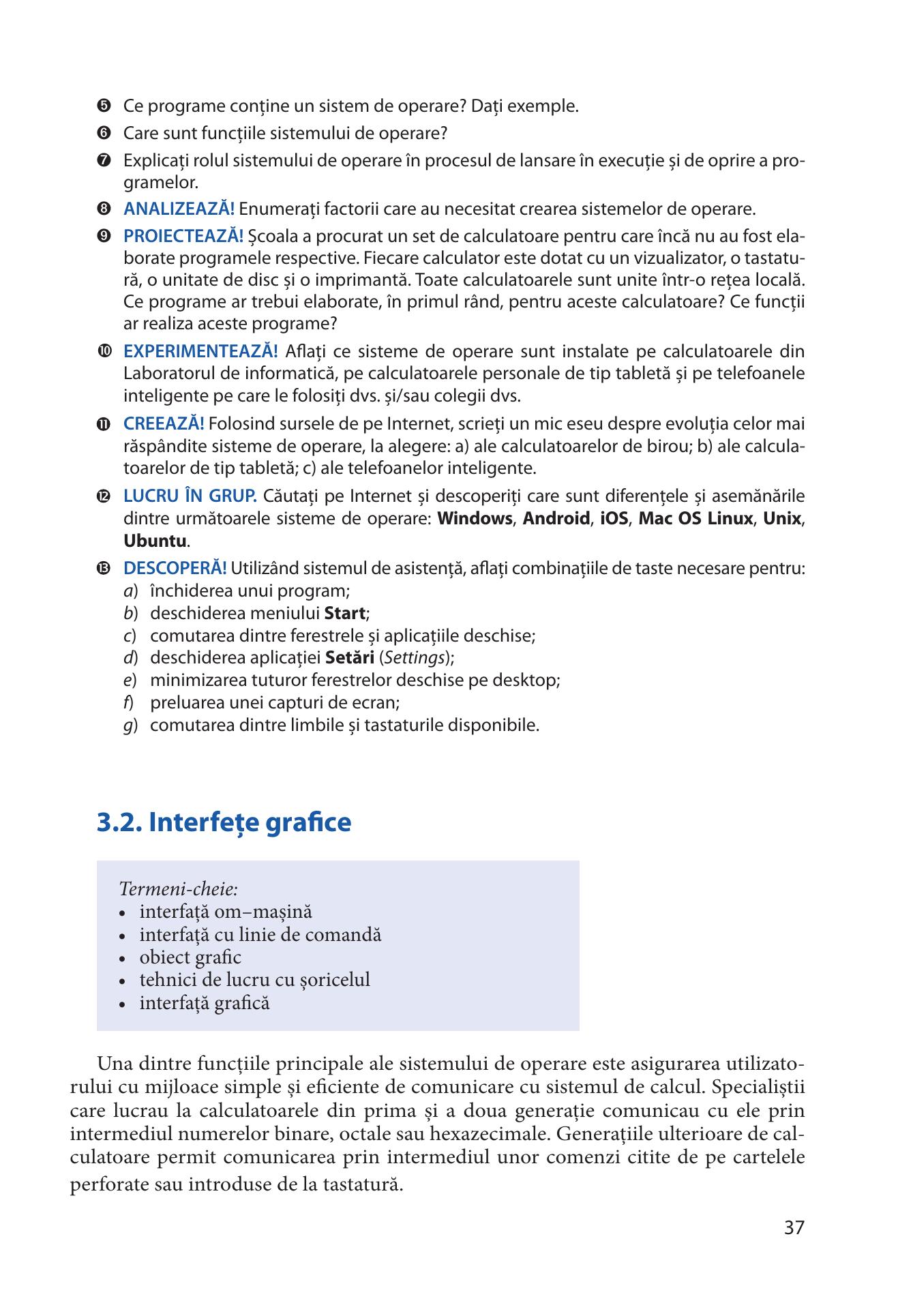 INFORMATICA, clasa 7, Sisteme de operare. Aplicații frecvent utilizate